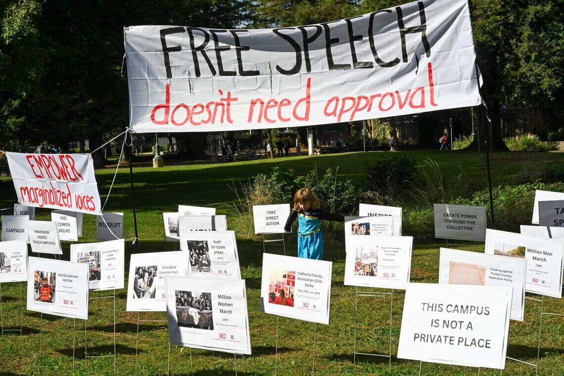 Video: Protest at Sacramento State against restrictions on protesting ...