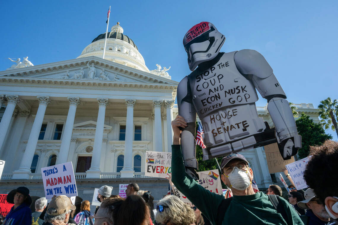 Hundreds protest Elon Musk at CA capitol in Sacramento | Sacramento Bee