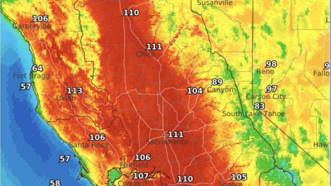 Sacramento CA triple-digit heat wave visualized in maps | Sacramento Bee