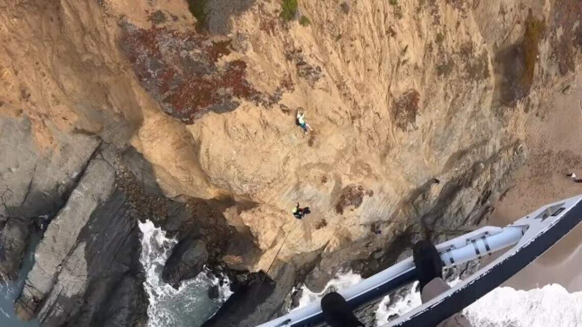Man screams for help while clinging to CA cliff above beach | Kansas ...
